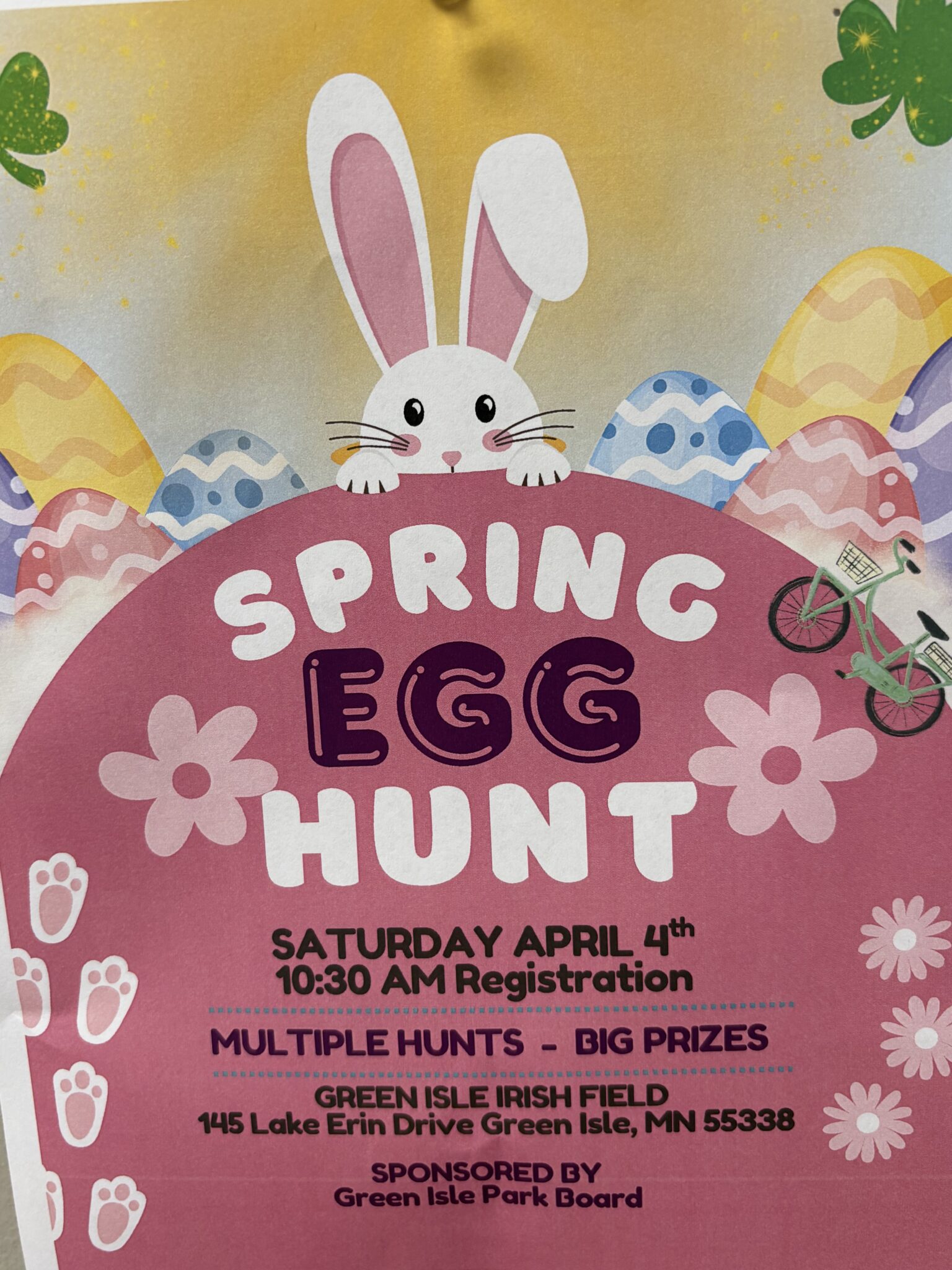 Spring Egg Hunt - April 4th - Green Isle Irish Field - City of Green Isle